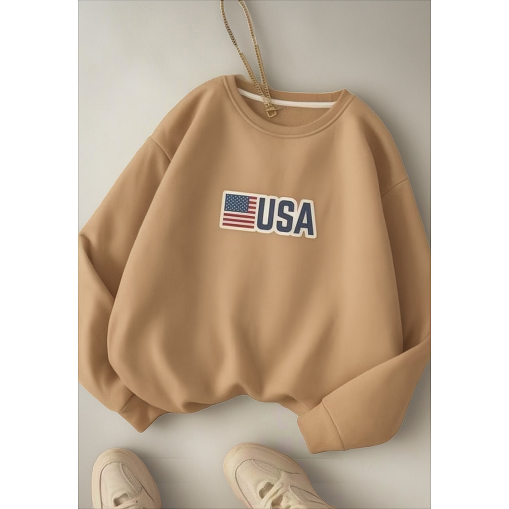 Blusa Moletom Sem Capuz Gola Careca Unissex Estampa USA | Shopee Brasil