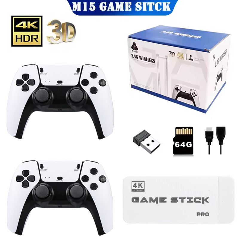 M15 Game Stick 4K Mini Console De Videogame Retrô 2.4G Controlador De ...