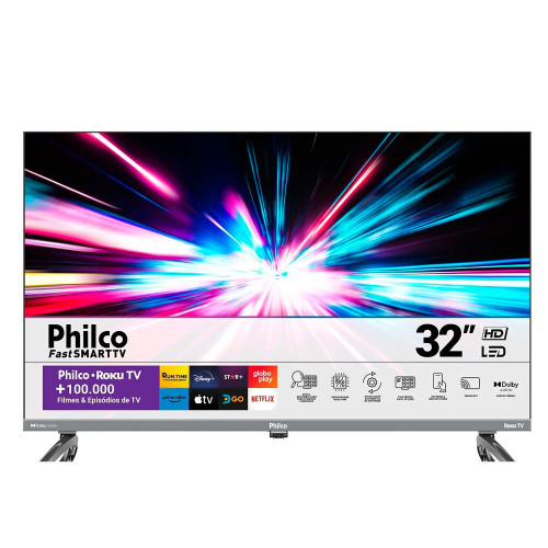 Smart TV PTV32K34RKGB 32 polegadas Full HD LED Roku TV Philco | Shopee Brasil