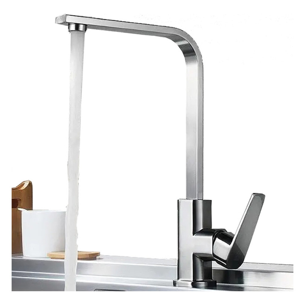 Torneira Slim Reta Cozinha Gourmet Aço Inox Escovado 360º Acabamento ...