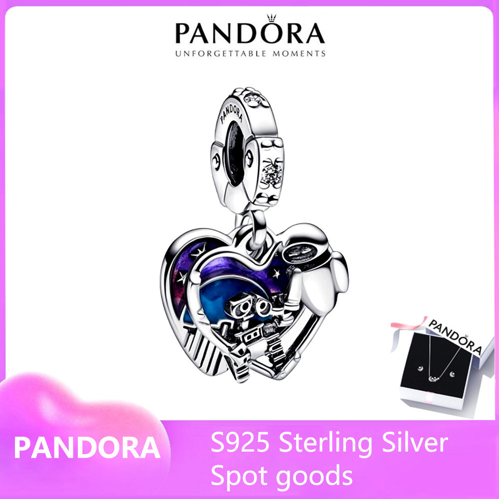 Prata Esterlina Pandora s925 100% Autêntico [792518C c01] Pingente Disney Pixar Wall-E E Eve que ...