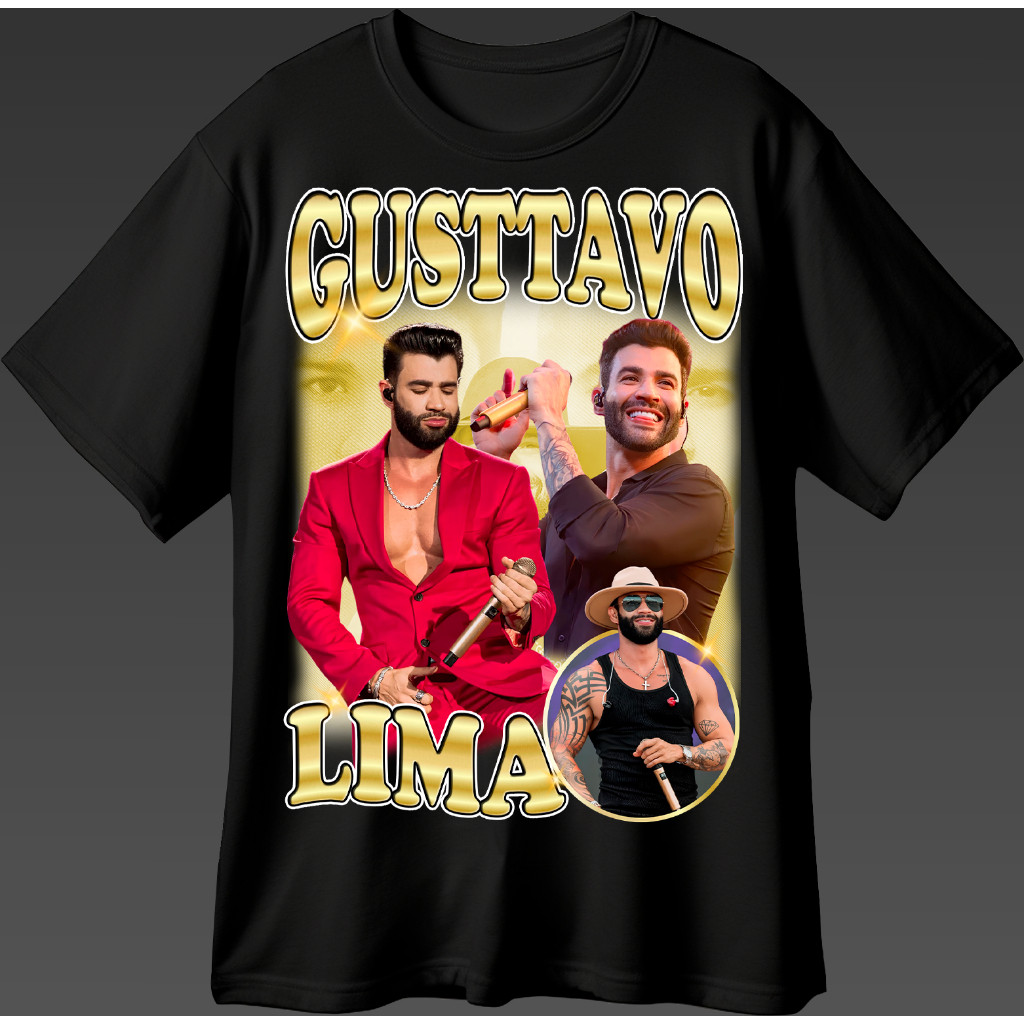 Camisa Gustavo Lima Em Algodão Novo | Shopee Brasil