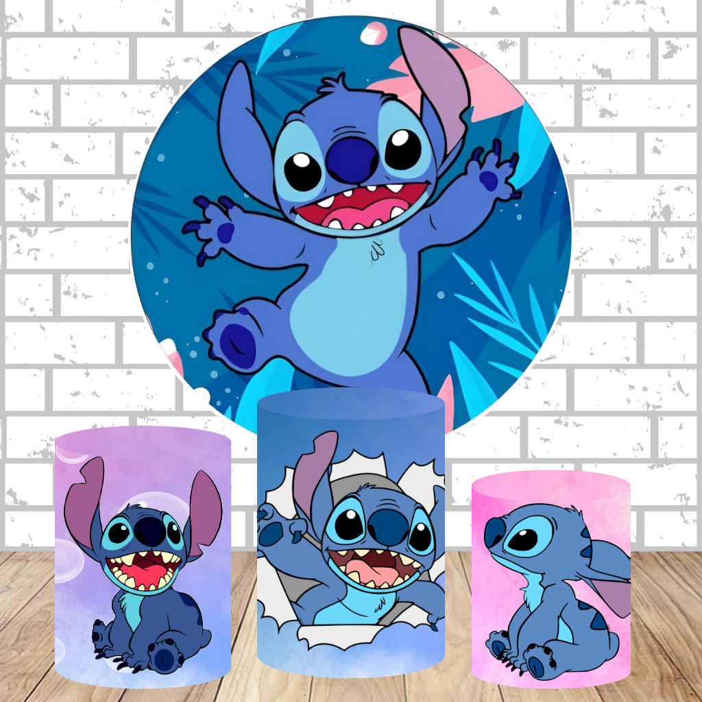 Kit Painel Redondo e Trio Capas Cilindros Festa Tecido Sublimado 3D ...