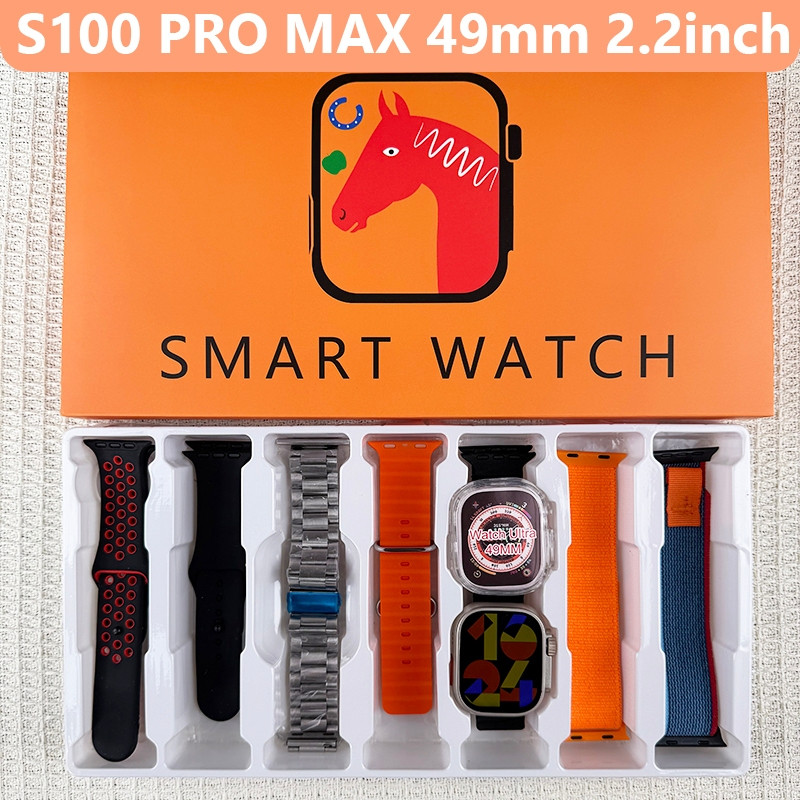 2025 Novo S100 ultra 9 Smartwatch 7 Em 1 Bandas 49mm Tela De Toque ...