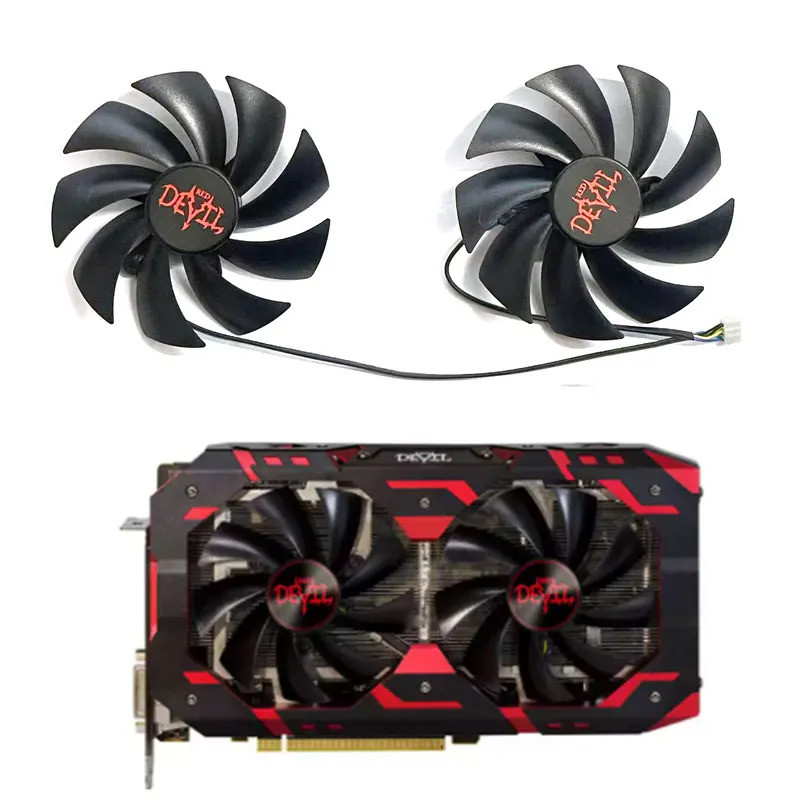 Novo Ventilador GPU 95MM RX580 590 PLD10015B12H PLD10010S12HH Para POWERCOLOR DATALAND Radeon RX ...