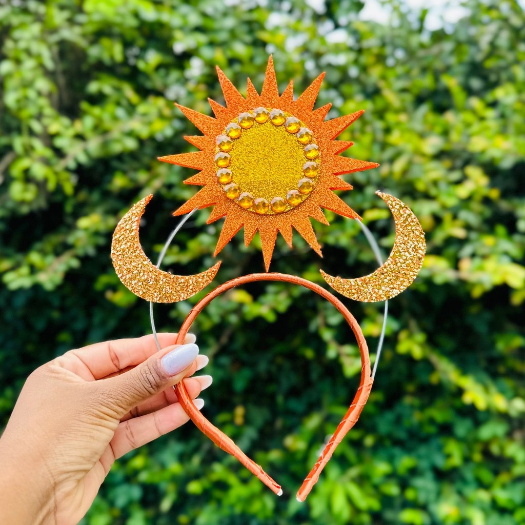 Arco Tiara Sol com Pedraria Strass e Lua - Carnaval Festa Fantasia | Shopee Brasil