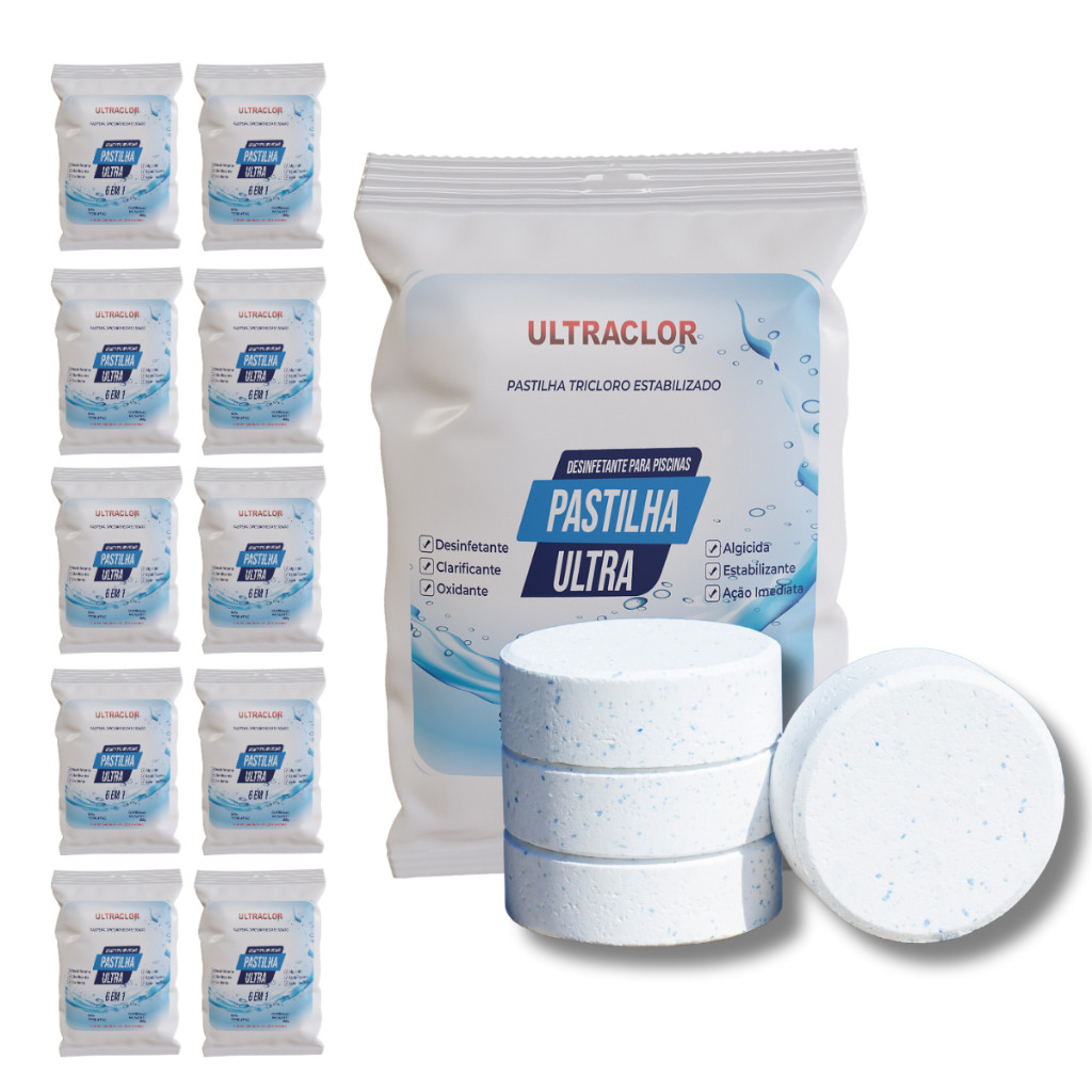 Kit 12 Pastilhas de Cloro Ultraclor 200g Piscina | Shopee Brasil