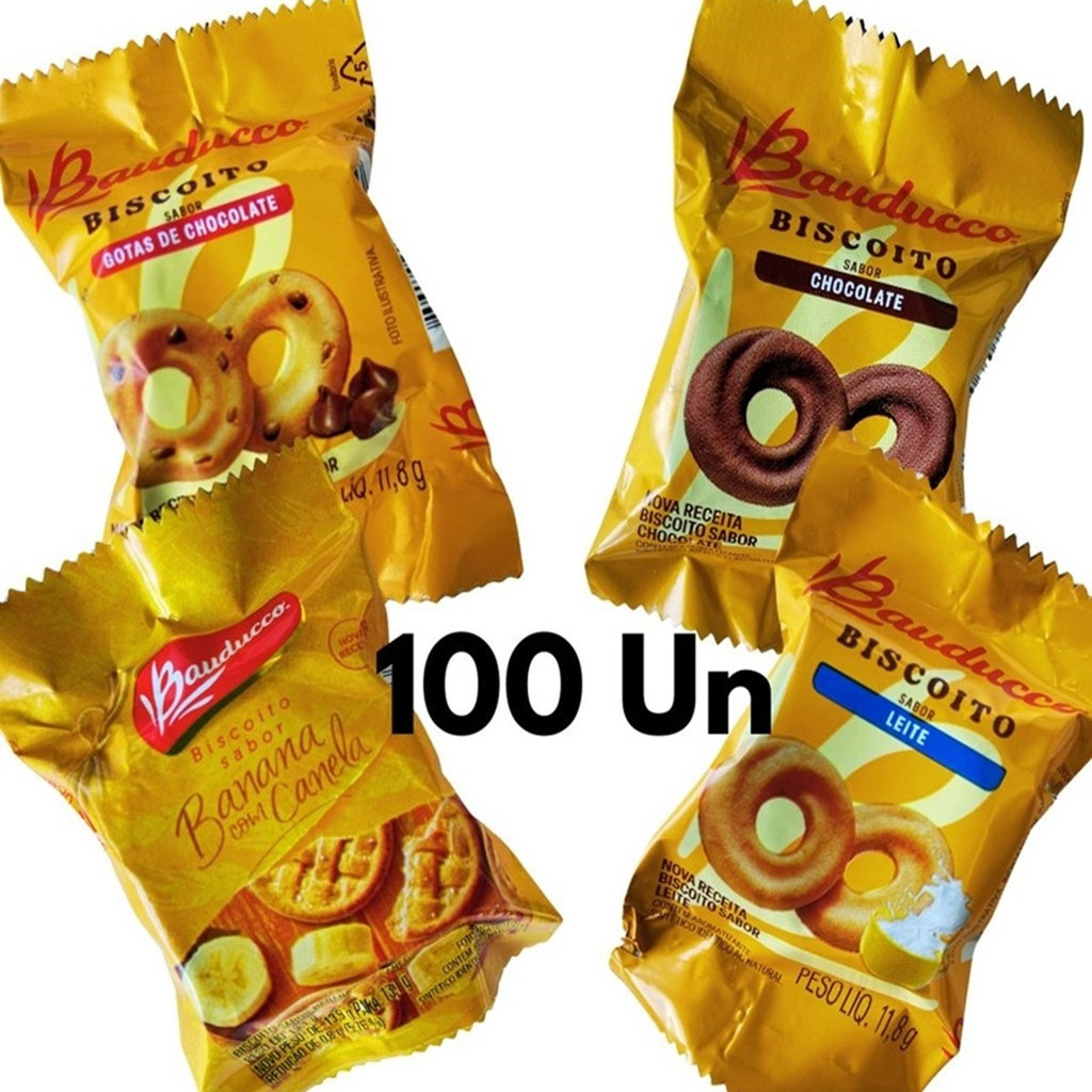 100 Biscoitos Amanteigado Sortidos Sache Bauducco kit 2 | Shopee Brasil