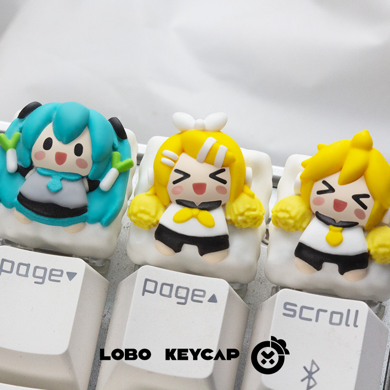 Hatsune Miku Keycap Botão Estéreo Criativo Keycap Teclado Mecânico Cruz ...