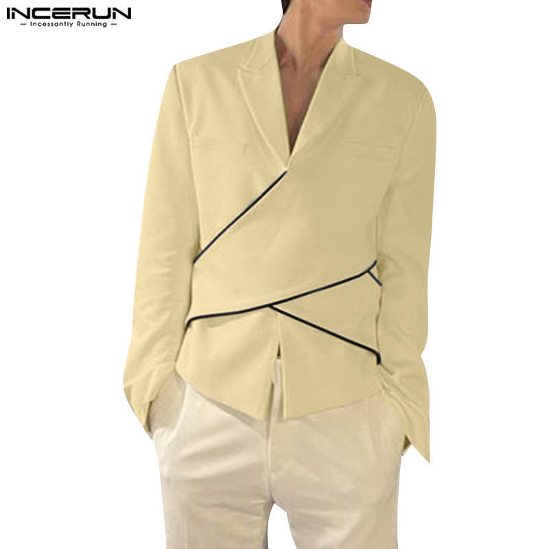 INCERUN Blazer Casual Masculino Coreano Personalizado Com Design ...