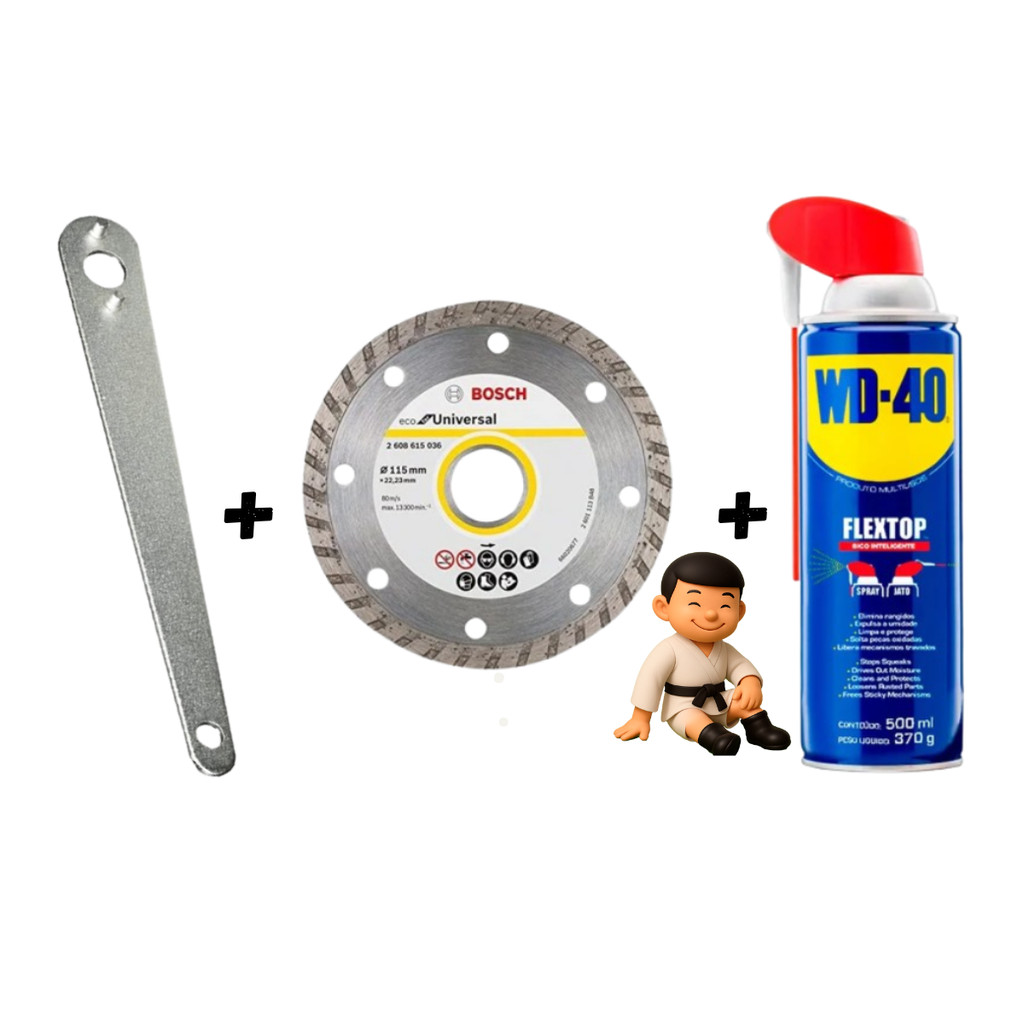 KIT CHAVE 2 PINOS + DISCO TURBO 115MM+WD-40 500ML - BOSCH | Shopee Brasil