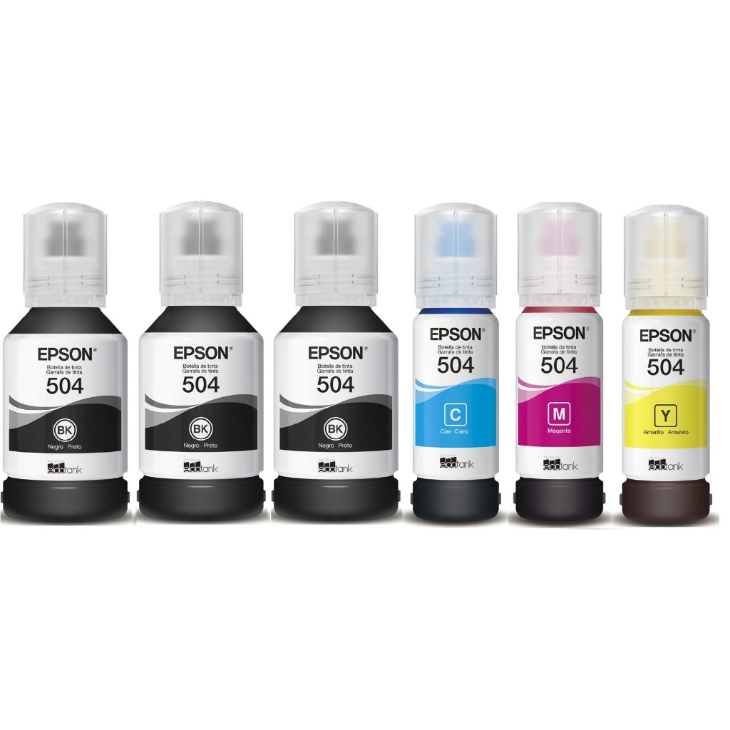 Kit Tinta Original Epson L6191 L4150 T504 + 02 Tinta Preta | Shopee Brasil
