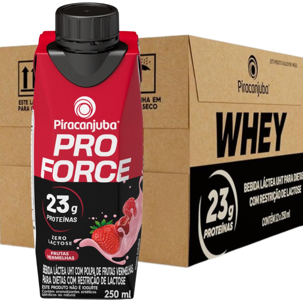 Pack 12un Whey 23g Piracanjuba ProForce FRUTAS VERMELHAS - 12x250ml ...