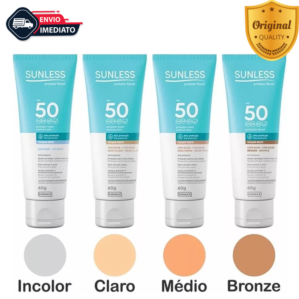 Protetor Solar Facial Sunless FPS 50 Toque Seco 60g Envio Imediato ...