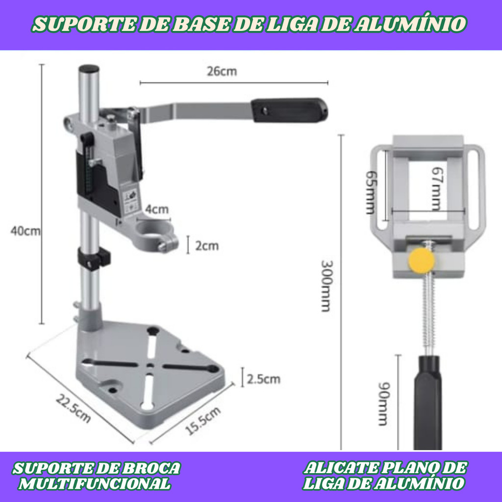 Suporte para Mesa Bancada Furadeira Eletrica 1/2 E 3/8 Ajustavel ...