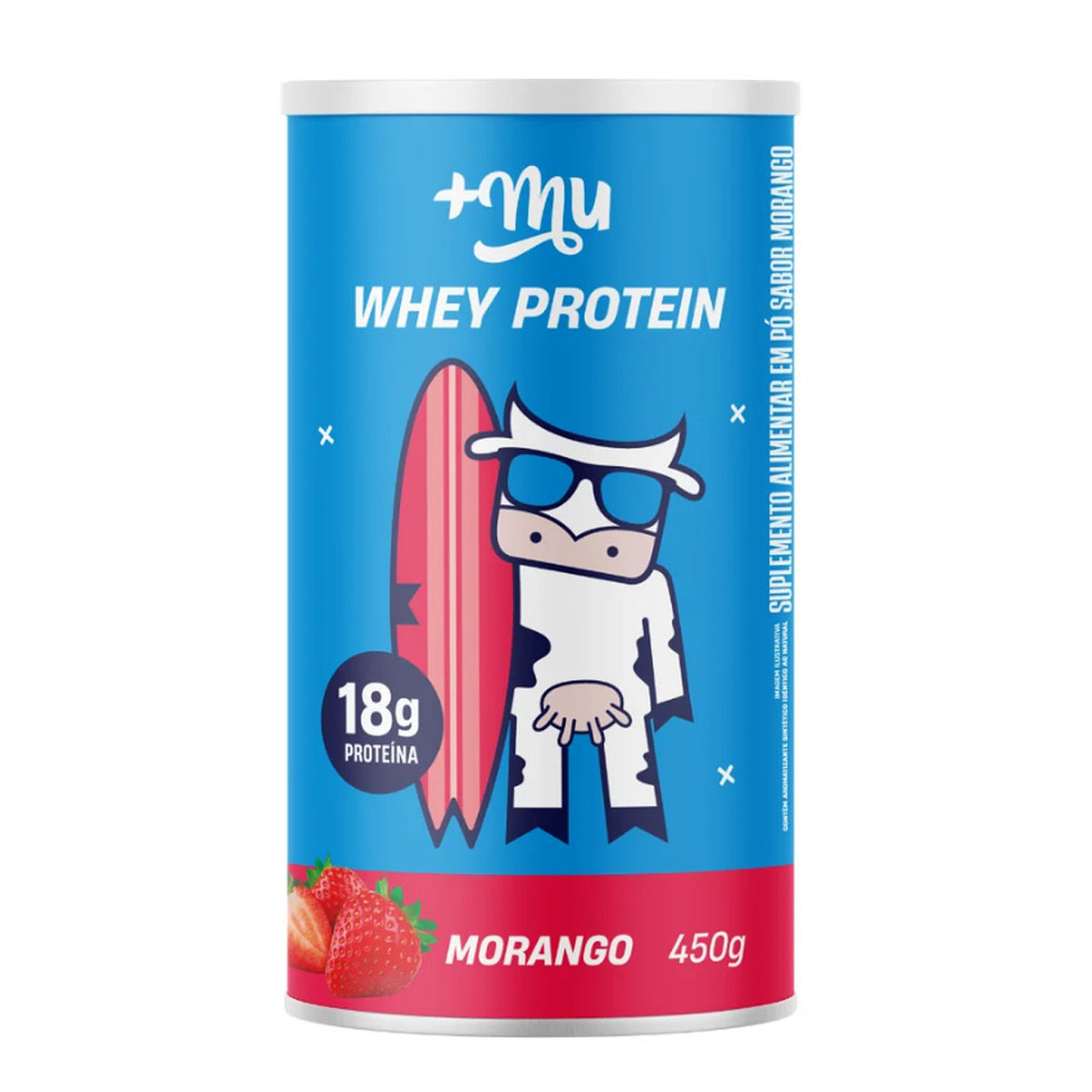 Whey Protein Concentrado Sabor Morango 450g +Mu | Shopee Brasil