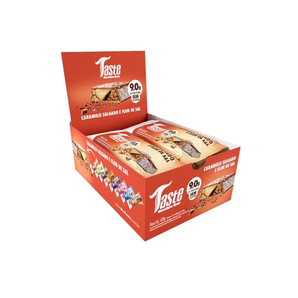 Display Barra de Proteína Taste Cookie Bar Caramelo Salgado 12 unid 50g ...