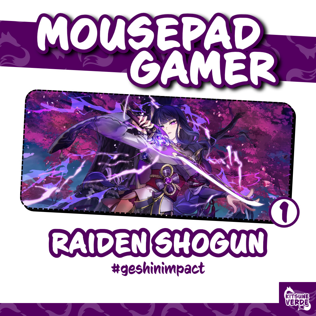 Mouse Pad Gamer - Raiden Shogun - Genshin Impact - 90x40 - 80x40 ...