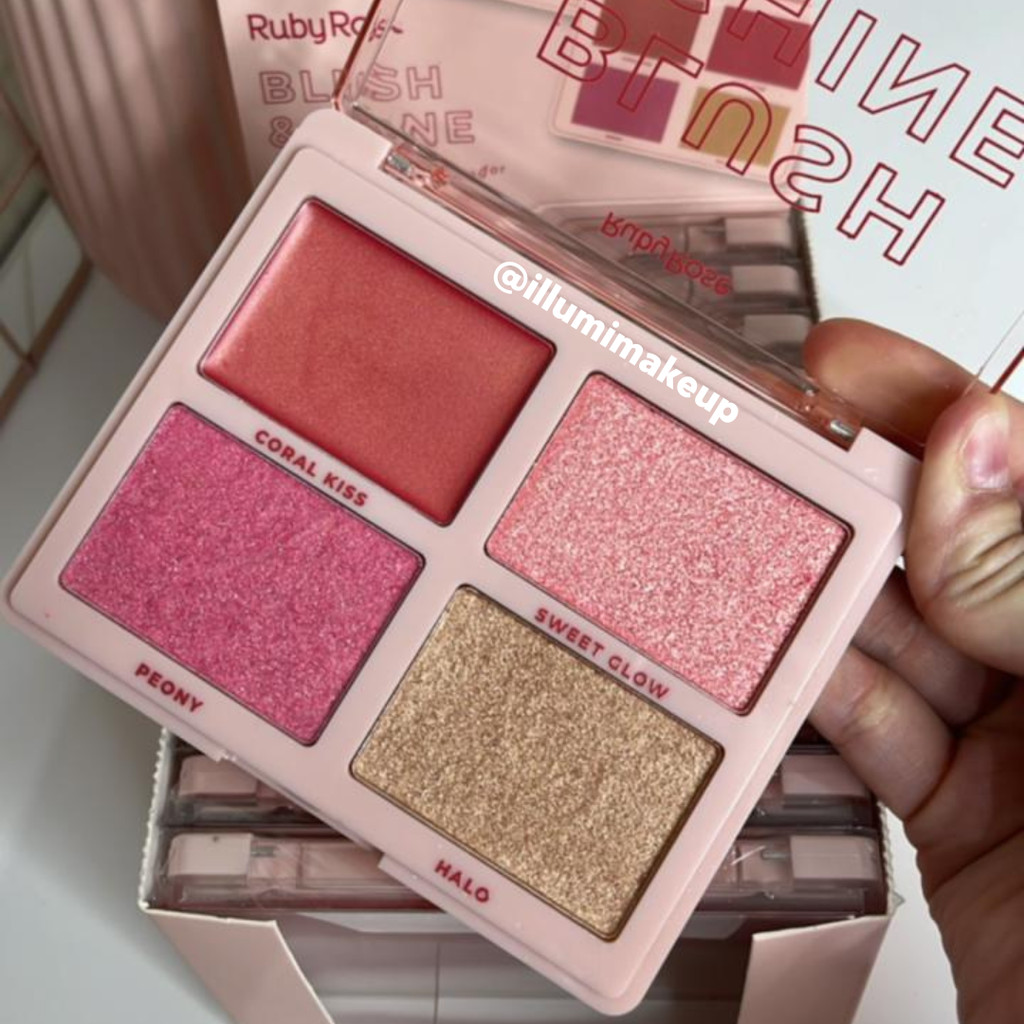 Paleta Blush e Shine linha rosa - Ruby Rose | Shopee Brasil