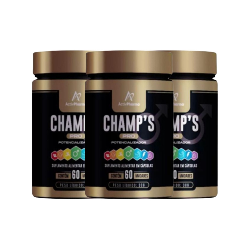 Kit 3x Champs Pro Aumenta O Tamanho E A Grossura 60 CAPS | Shopee Brasil