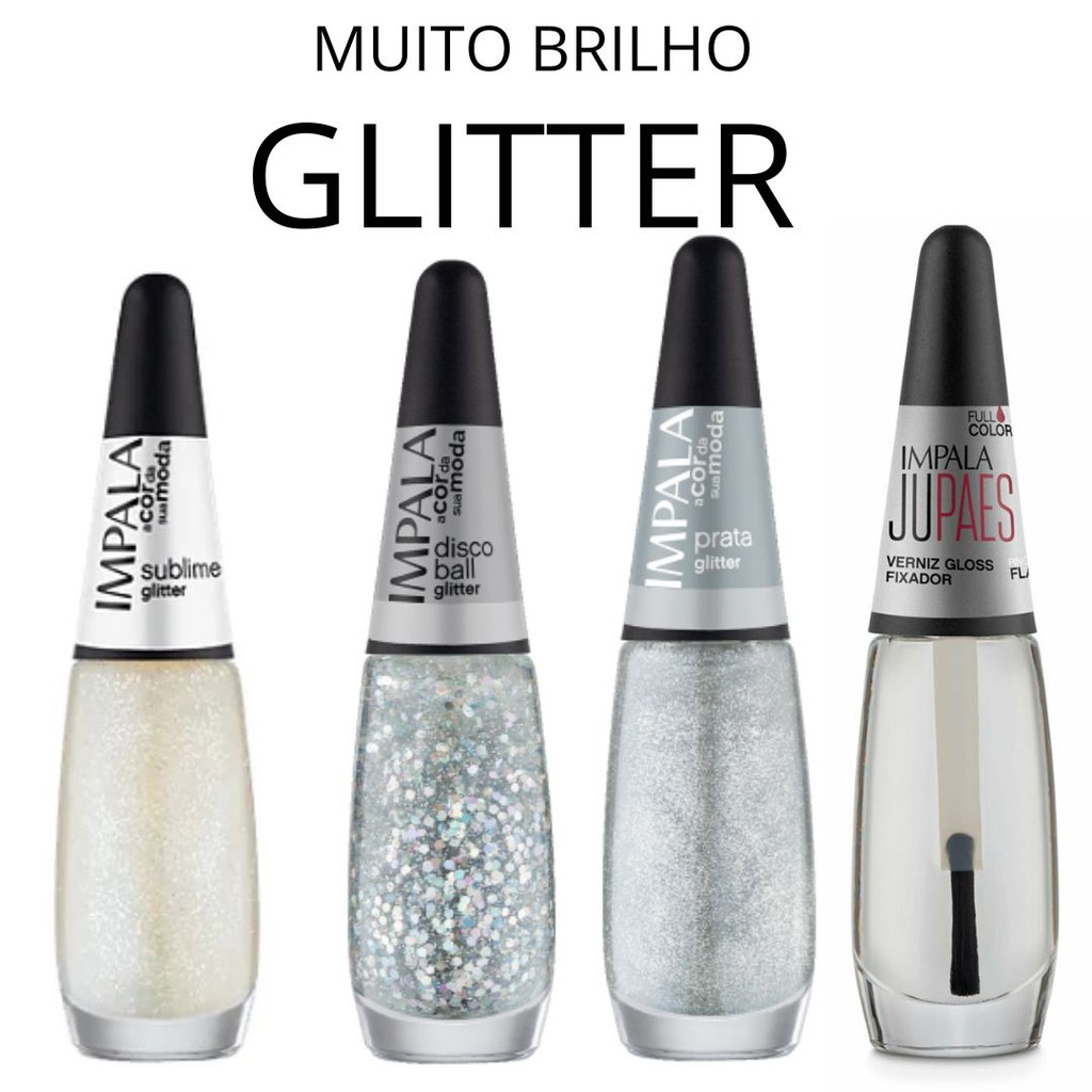 Kit Glitter Impala 4 Esmaltes Sublime- Disco Ball - Prata - Verniz ...