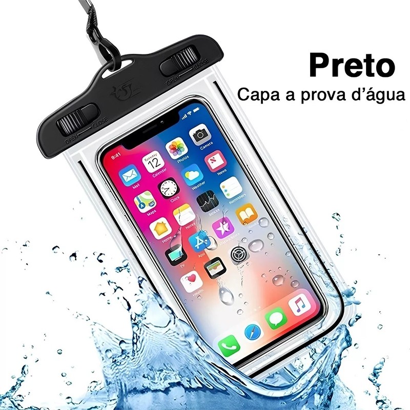 Kit com 2 capas transparentes à prova d'água para celular, capa ...