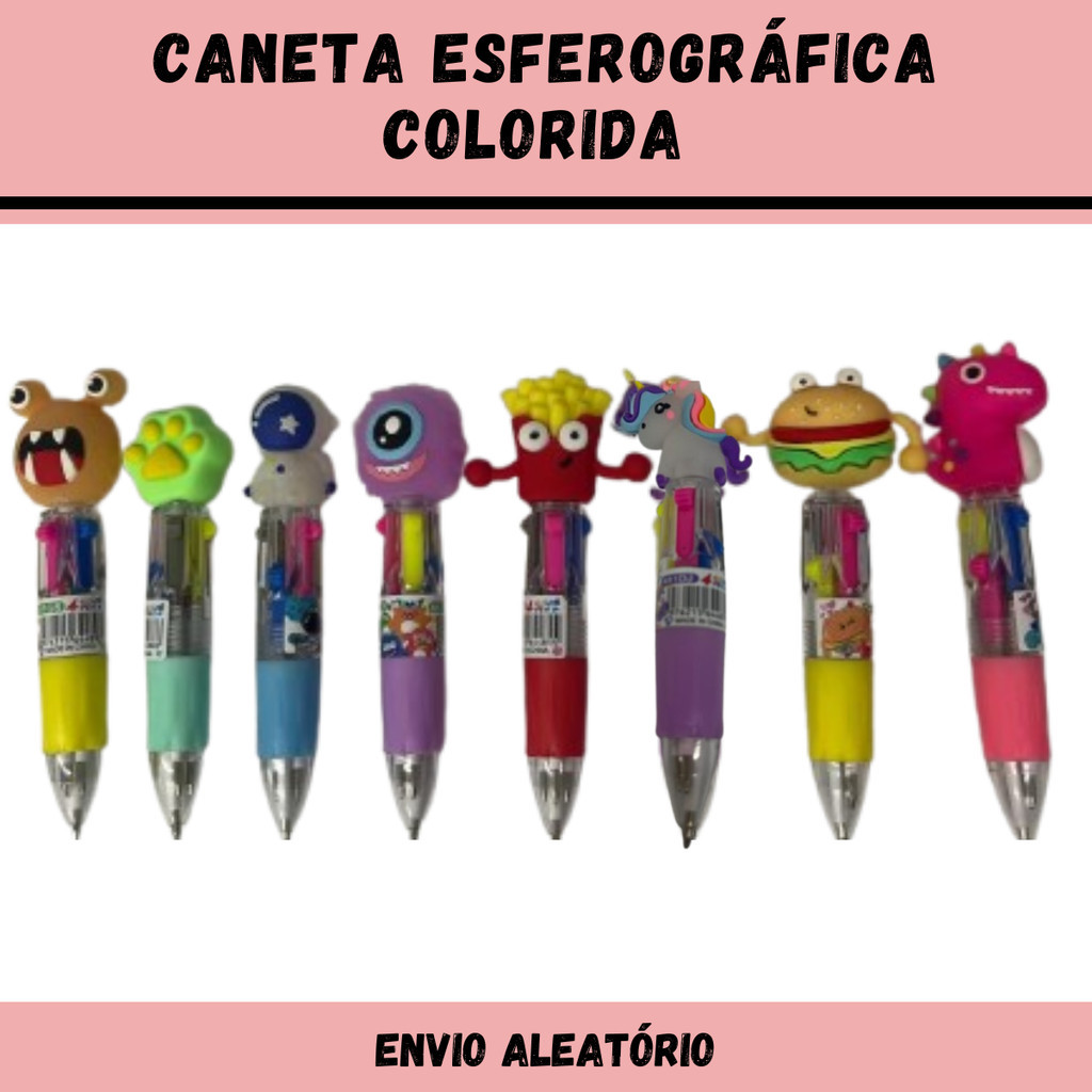 Kit 3 Mini Caneta Esfereográfica com 4 cores | Shopee Brasil