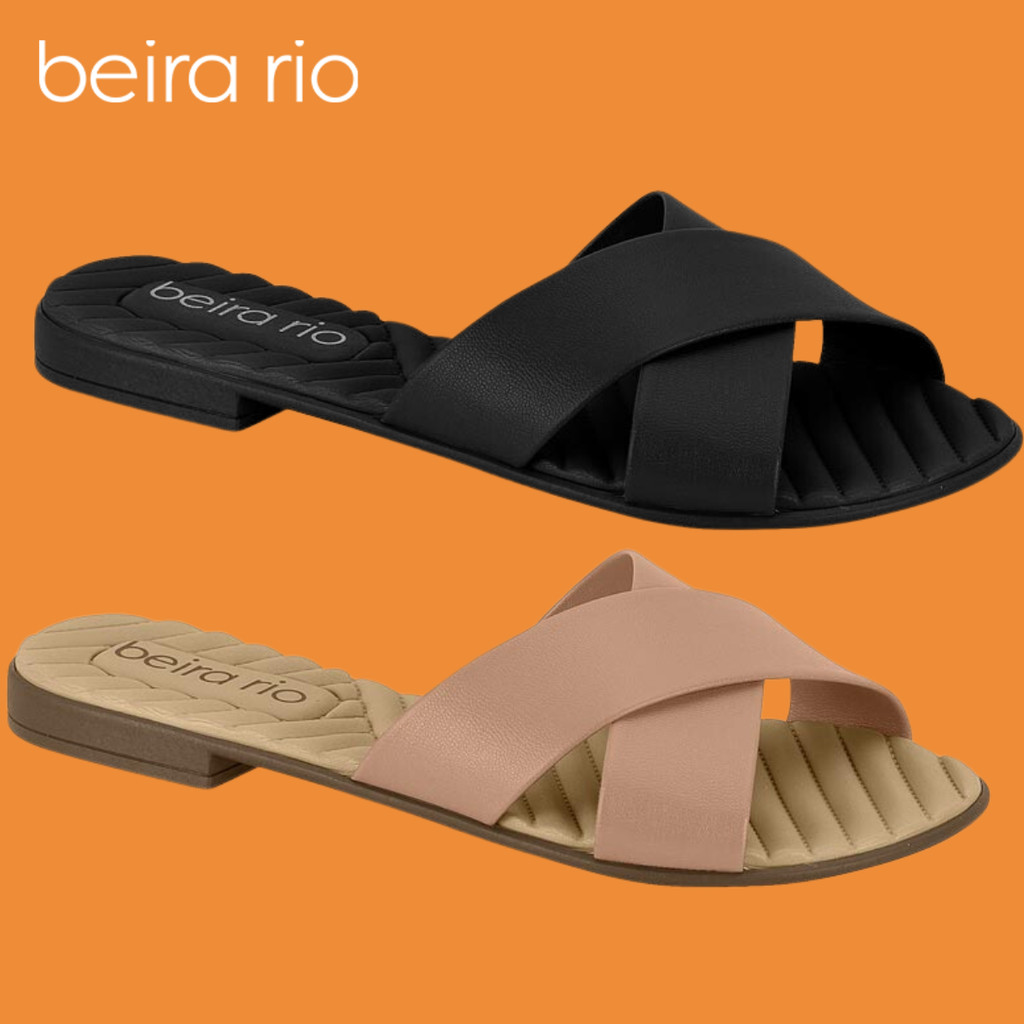 Sandália Rasteira Feminina Beira Rio Rasteirinha Casual com Tiras ...