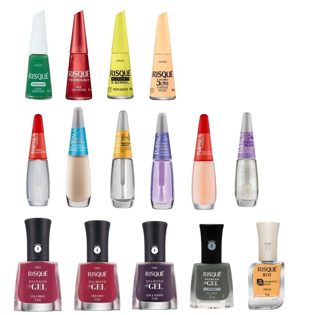 Esmalte em Gel e Tradicional Risque e Impala Escolha Sua Cor | Shopee ...