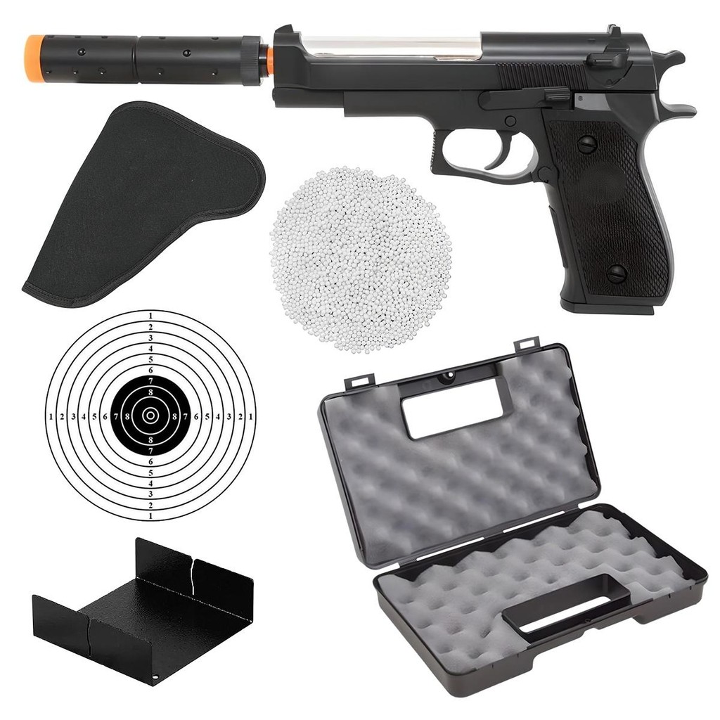 Pistola AirSoft Spring Beretta M22 6mm Preta Double Eagle+Maleta+Coldre ...