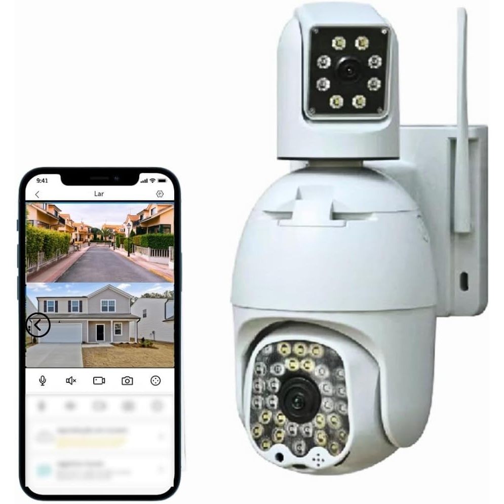Câmera De Monitoramento WIFI De Lente Dupla Visão Noturna Externa IP66 ...