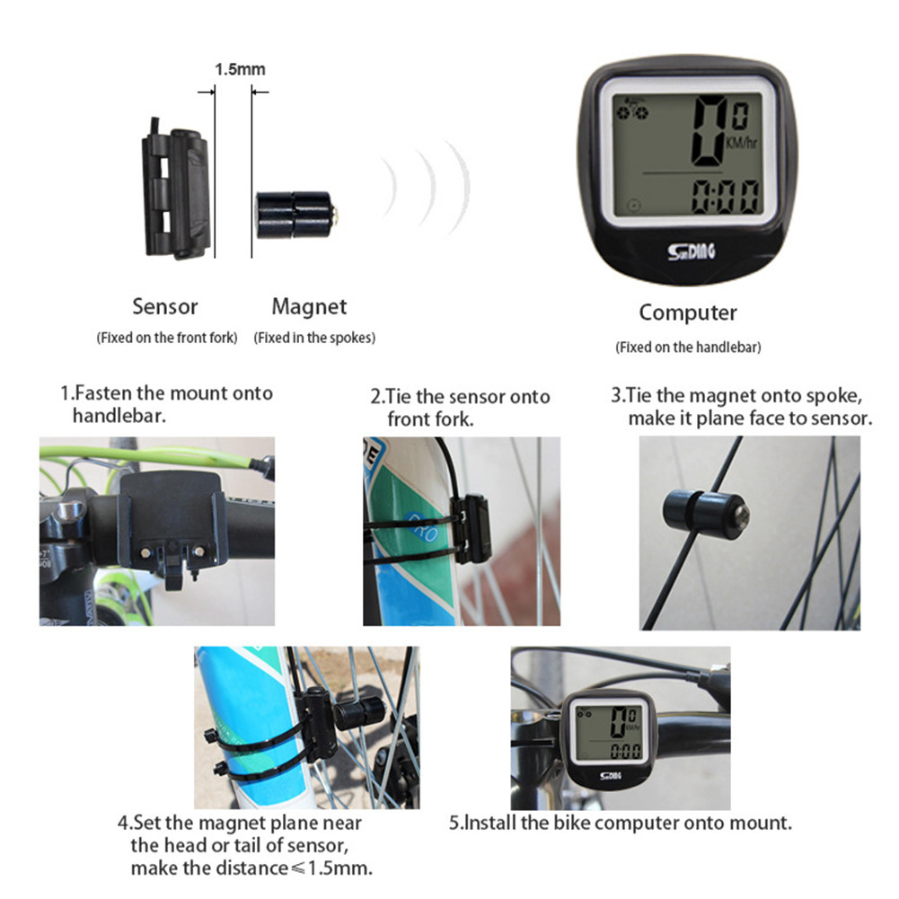 SUNDING Mountain Bike Timer Computador Bicicleta Display LCD Odômetro ...