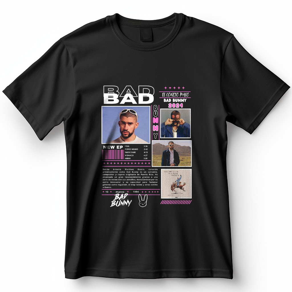 Camiseta Unissex Bad Bunny Biografia New Ep Blusa Streetwear De Cantor ...