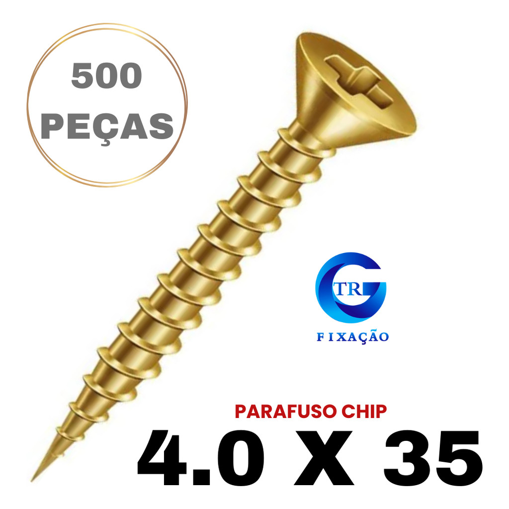 Parafuso 4,0x35 4x35 Phillips Chipboard Cx 500u Madeira | Shopee Brasil