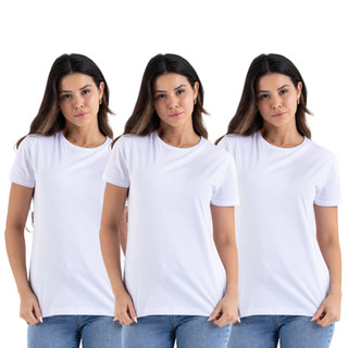Kit 3 Camiseta Baby Look Feminina 100% Algodão | Shopee Brasil