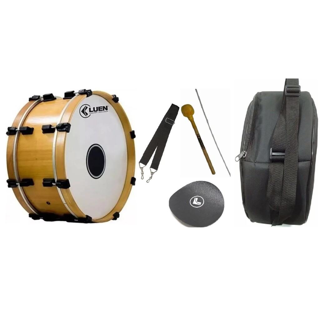 Kit Zabumba 20x18" Mad. Afin Dupla Luen + Capa e Acessorios | Shopee Brasil