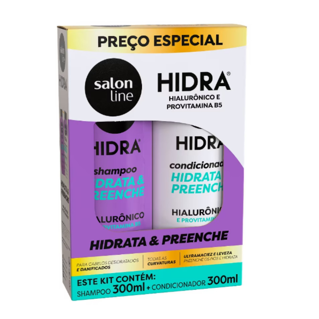 Kit Salon Line Shampoo e Condicionador Hidra Hidrata e Preenche 300ml ...
