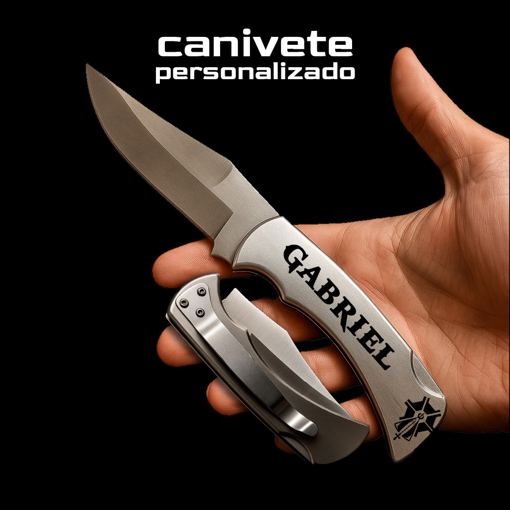 Canivete Personalizado a Laser Com Nome com Trava Aço Inoxidavel ...