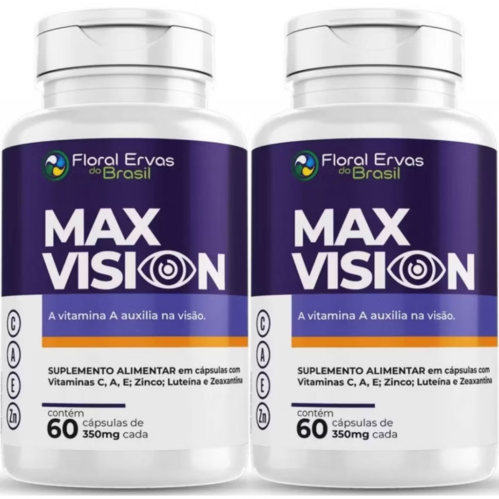 Kit 2x Max Vision 2x60 cps Saúde Dos Olhos Luteína Zeaxantina Floral Ervas do Brasil | Shopee Brasil