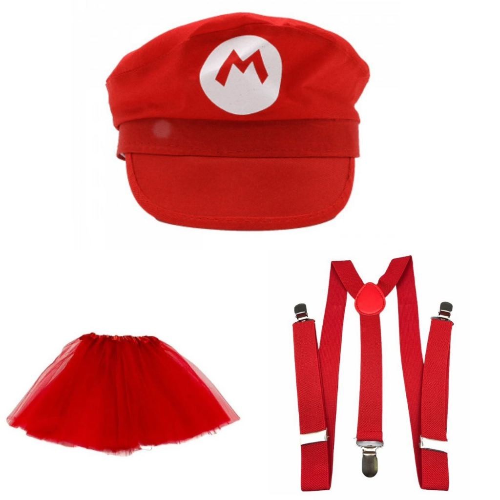 Kit Fantasia De Mario e Luigi ( saia 40cm+ suspensório + chapeu ...