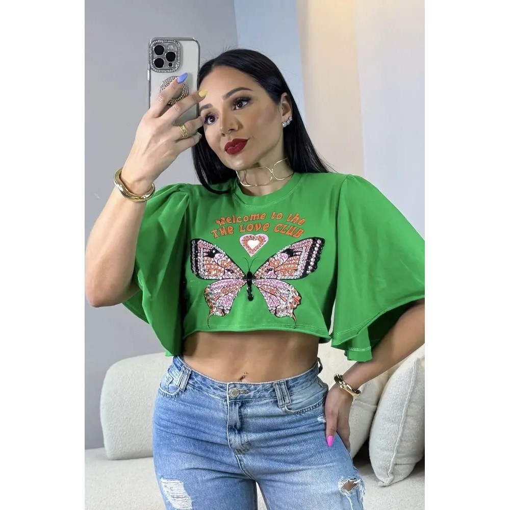CROPPED WELCOME BORBOLETA | Shopee Brasil