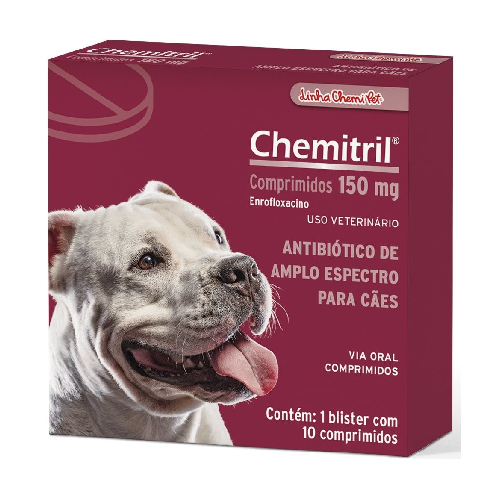 Chemitril Cães 150mg Chemitec antibiótico blister 10 comprimidos ...