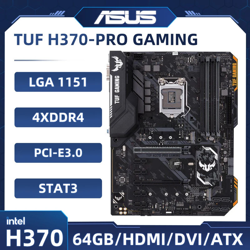 Placa-Mãe Asus TUF H370-PRO GAMING Intel H370 LGA 1151DDR4 64GB Suporte Core i3-8100 9100F i5 ...