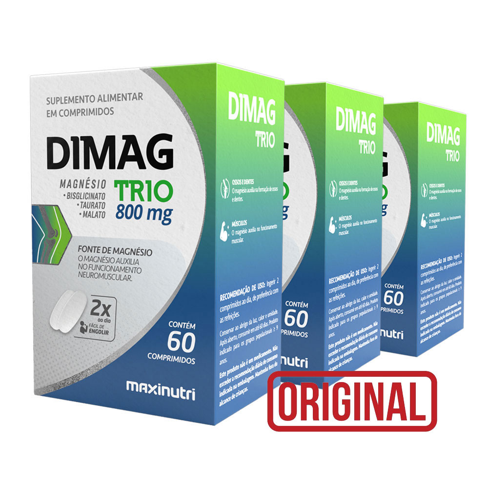 Kit 3 Dimag Trio Magnésio Bisglicinato Taurato e Malato 60 Caps Maxinutri | Shopee Brasil