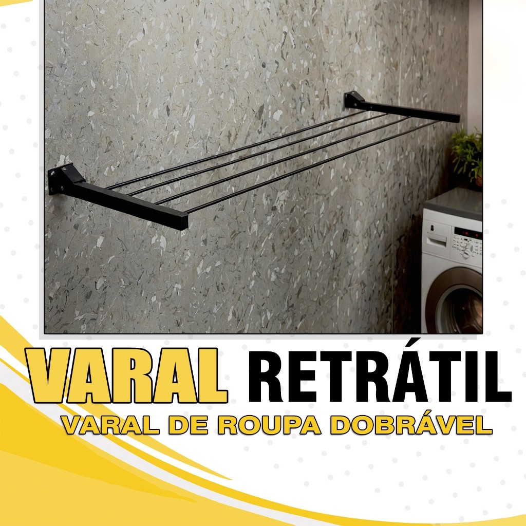 Varal de Ferro Retrátil Dobrável + 20m Cabo Aço Resistente | Shopee Brasil