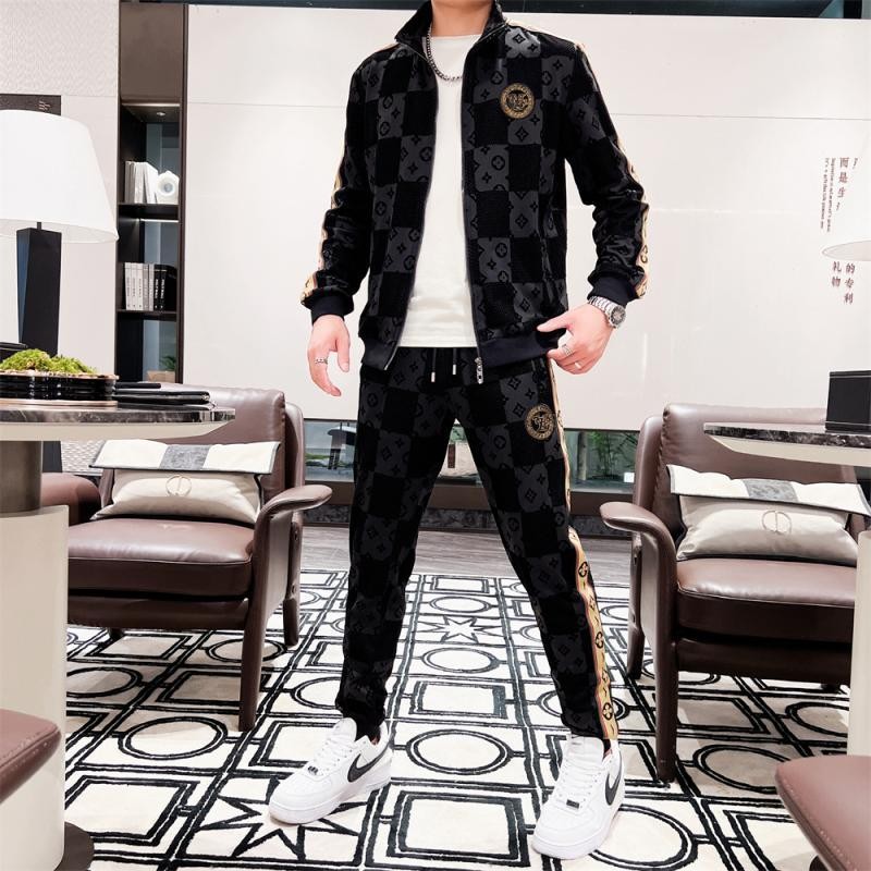 Lv outono novo estilo masculino terno de duas peças versão coreana moda ...