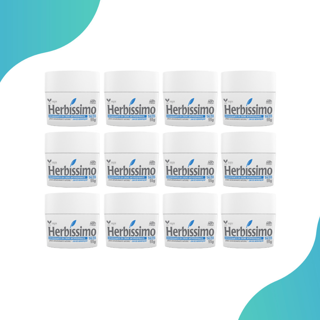Kit 12und Desodorante Creme Herbíssimo Talco 55g | Shopee Brasil