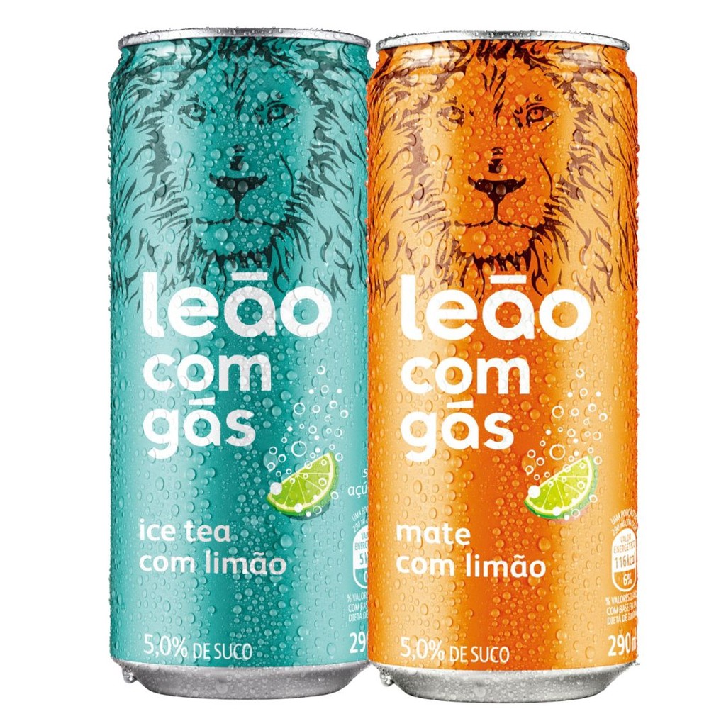 Chá Leão com Gás Ice Tea com Limao lata 290ml Zero Glúten Chá Preto ...
