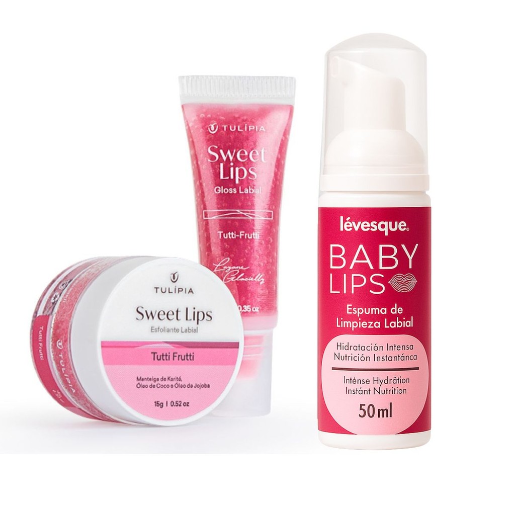 Kit Sweet Lips Gloss Esfoliante e Espuma Labial Baby Lips Hidragloss ...