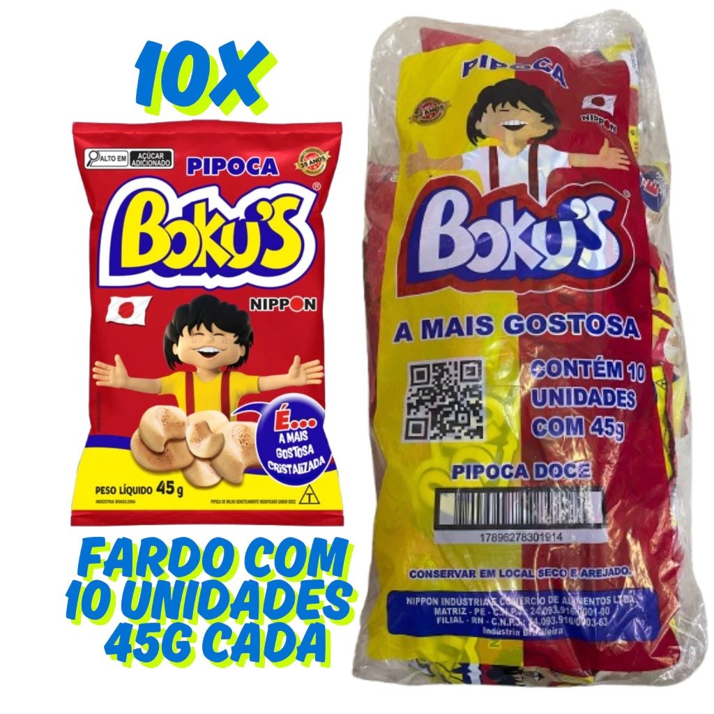KIT 10 PIPOCA BOKUS DOCE 45G | Shopee Brasil
